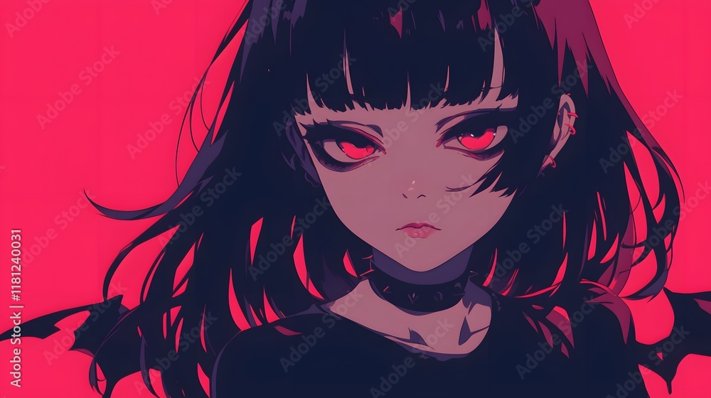 Gothic vampire girl in anime style, with an emo outfit and dark ...