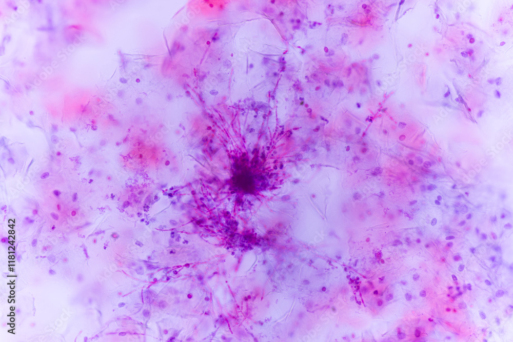 View in microscopic of Candidiasis, fungal infection (Yeast and ...