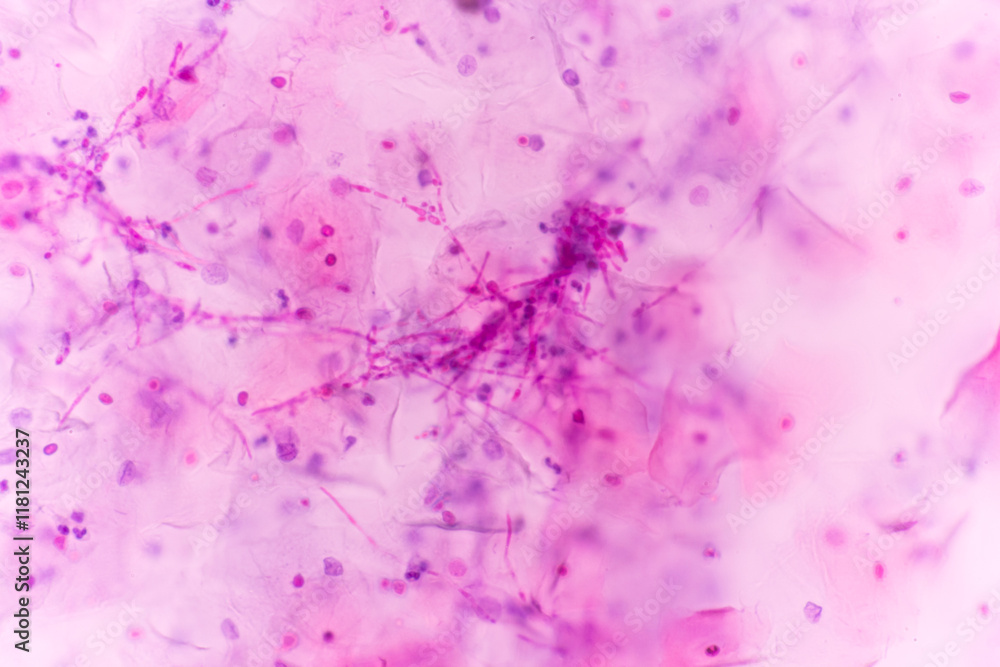 View in microscopic of Candidiasis, fungal infection (Yeast and ...
