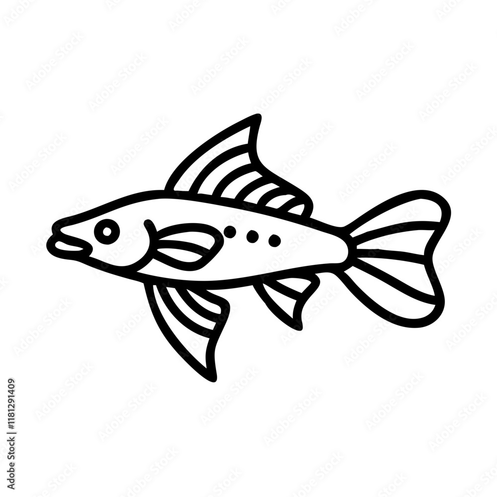 plecostomus fish icon, fish line art, fish vector - simple black line ...