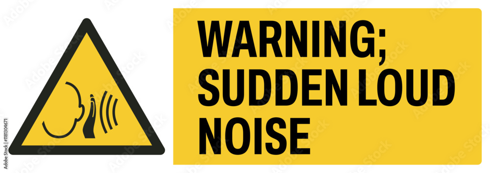 ISO warning safety signs uppercase text_warning ; sudden loud noise ...