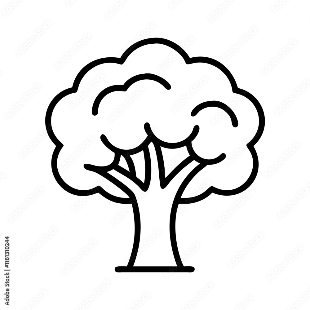 mahogany tree icon, tree line art, tree vector - simple black line art ...
