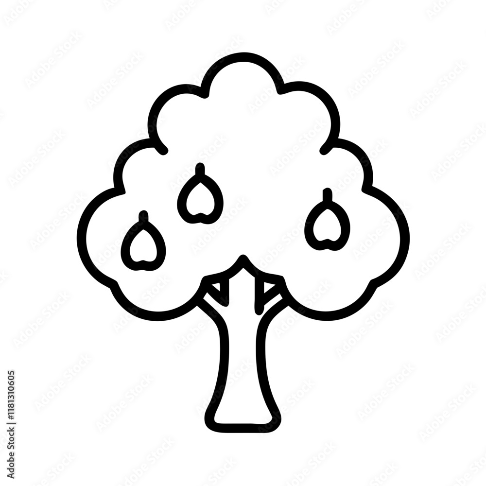 Image vectorielle Stock pear tree icon, tree line art, tree vector ...