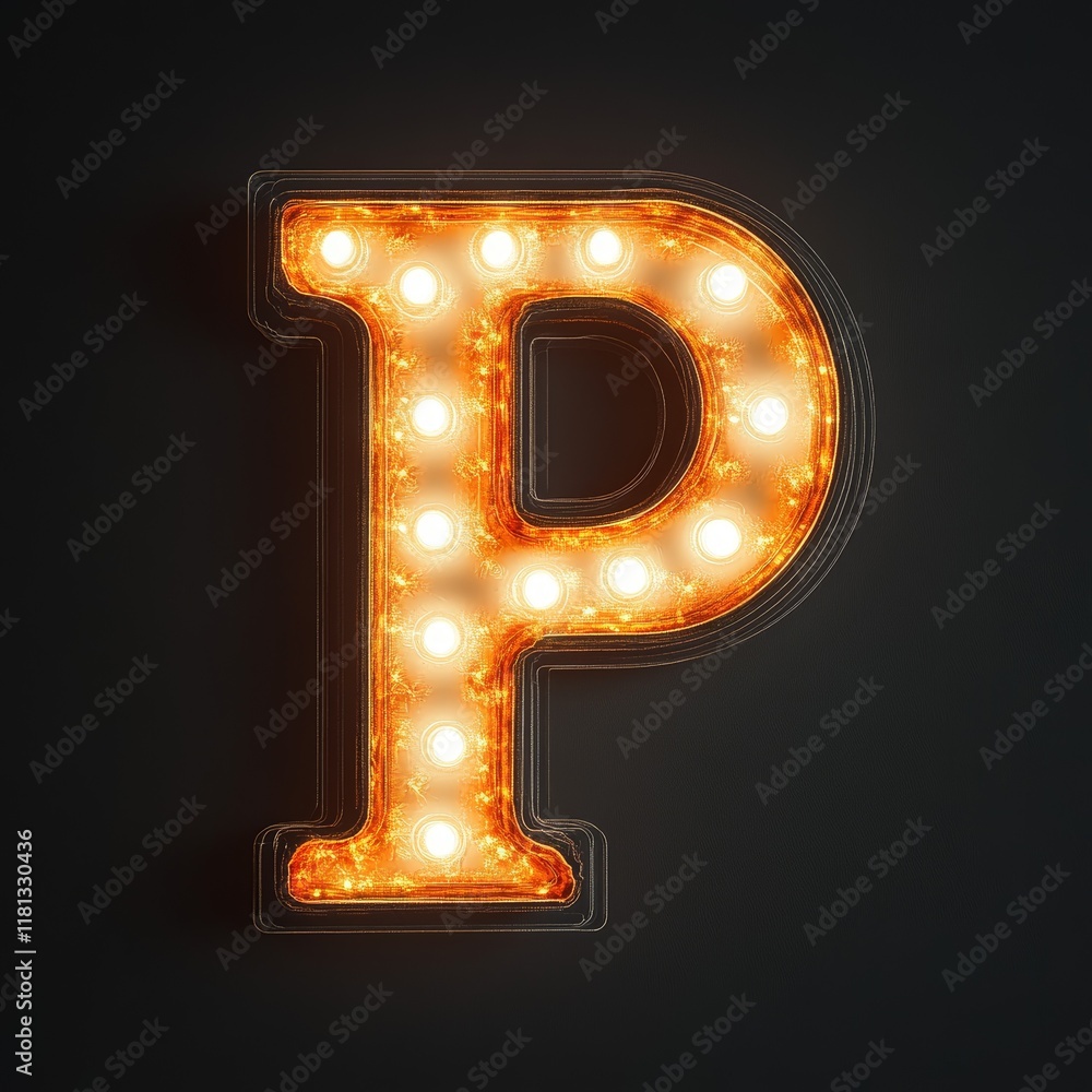 Glowing neon light letter P sign. Alphabet word sign symbol. For ...
