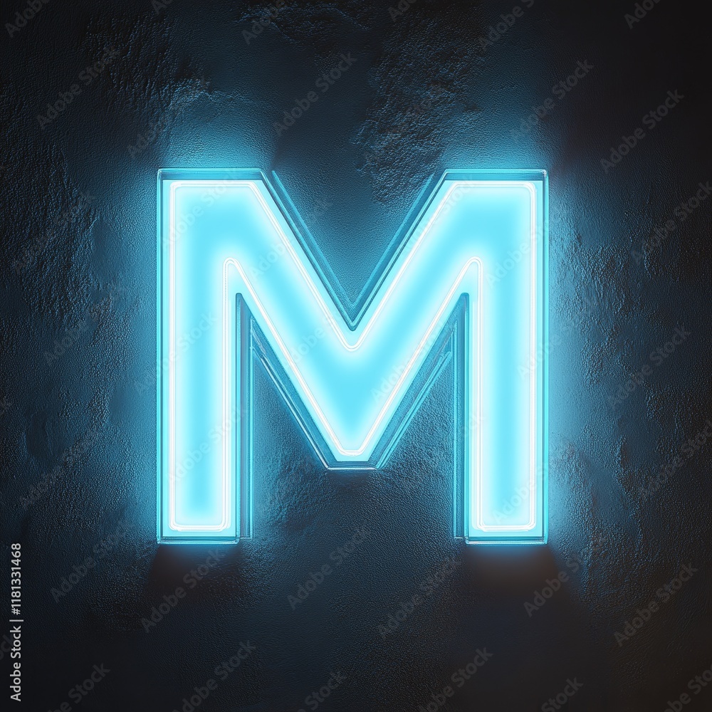 Glowing neon light letter M symbol. Alphabet word sign symbol. For ...