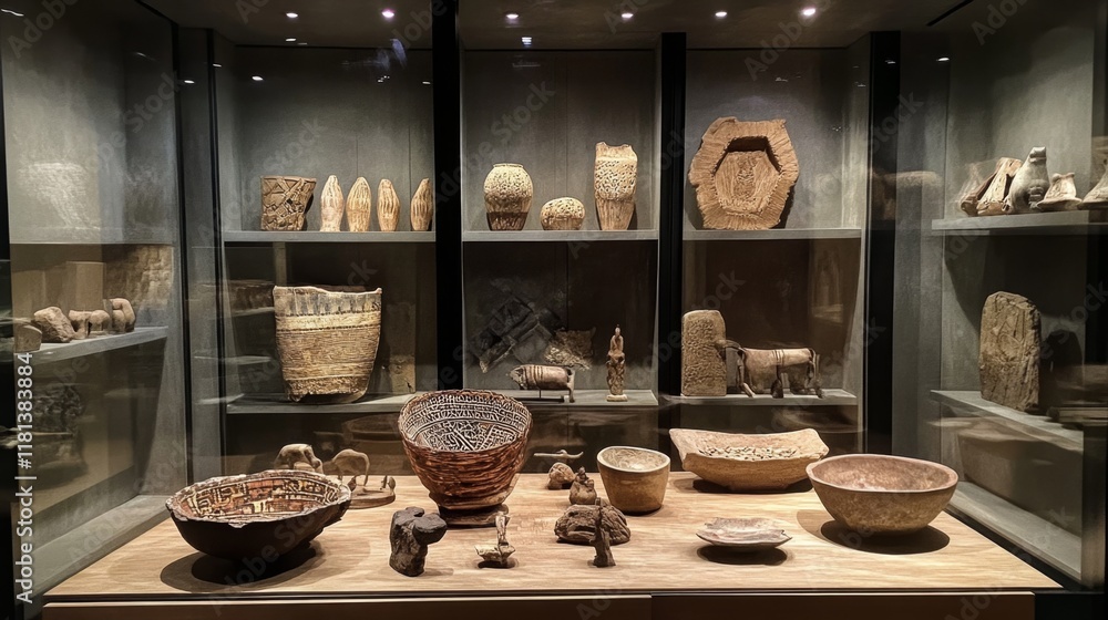 Ancient Artifacts in a Museum Display Stock Photo | Adobe Stock