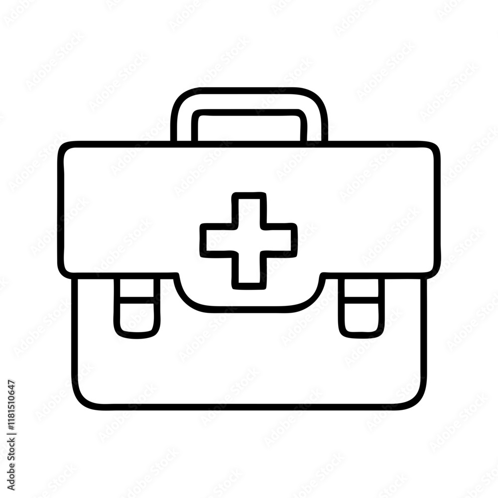 office first aid kit icon, office line art, office vector - simple ...