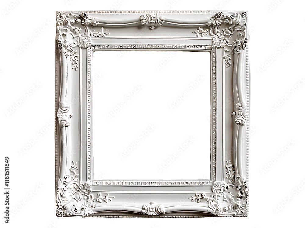 antique picture border frame isolated on transparent background or ...