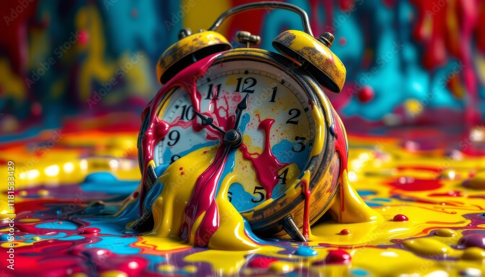 Time melting into a vibrant palette of color, a surreal depiction of ...