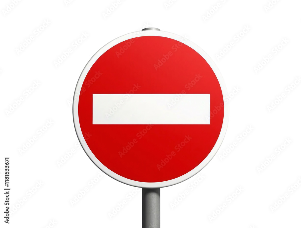 Circular Red and White Do Not Enter Traffic Sign Isolated on a ...