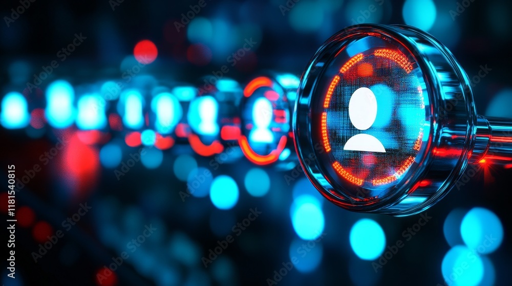 Cyberpunk User Interface Red and Blue Digital Profile Display, Data ...