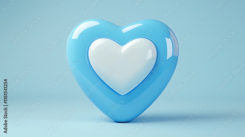 Blue Heart 3D Render, Double Heart Design, Love Concept, Abstract ...