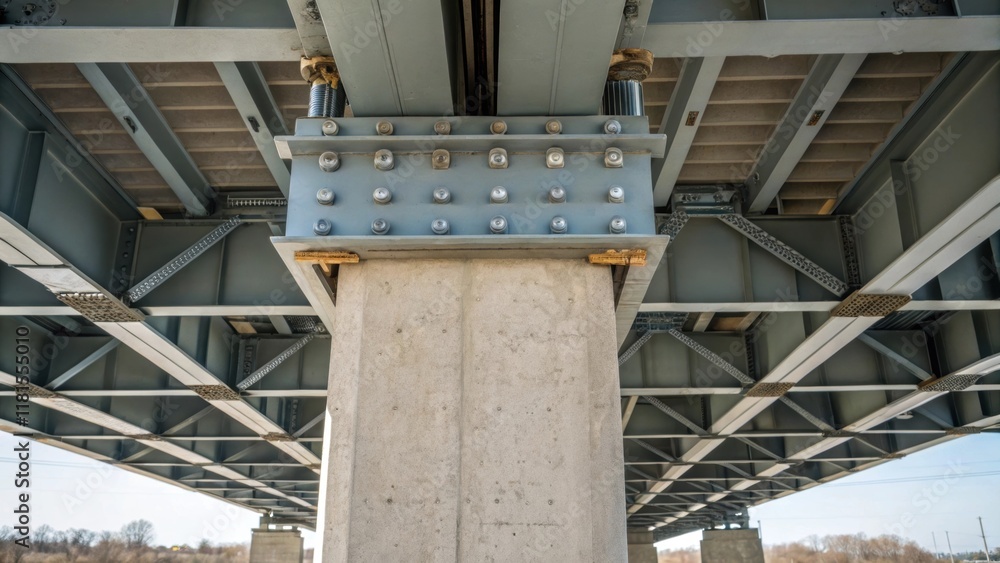 An image capturing the connection between the concrete pillar and an ...