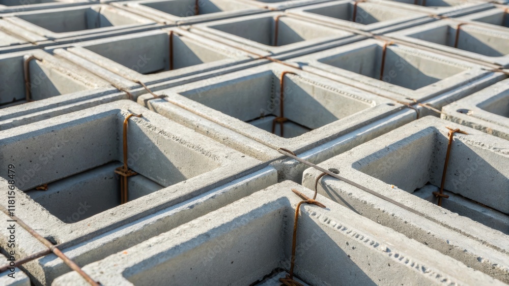 Zooming in on a corner of the grid the interlocking edges of the ...