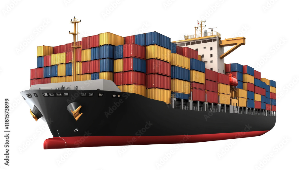 Massive cargo container ship loaded with colorful shipping crates ...