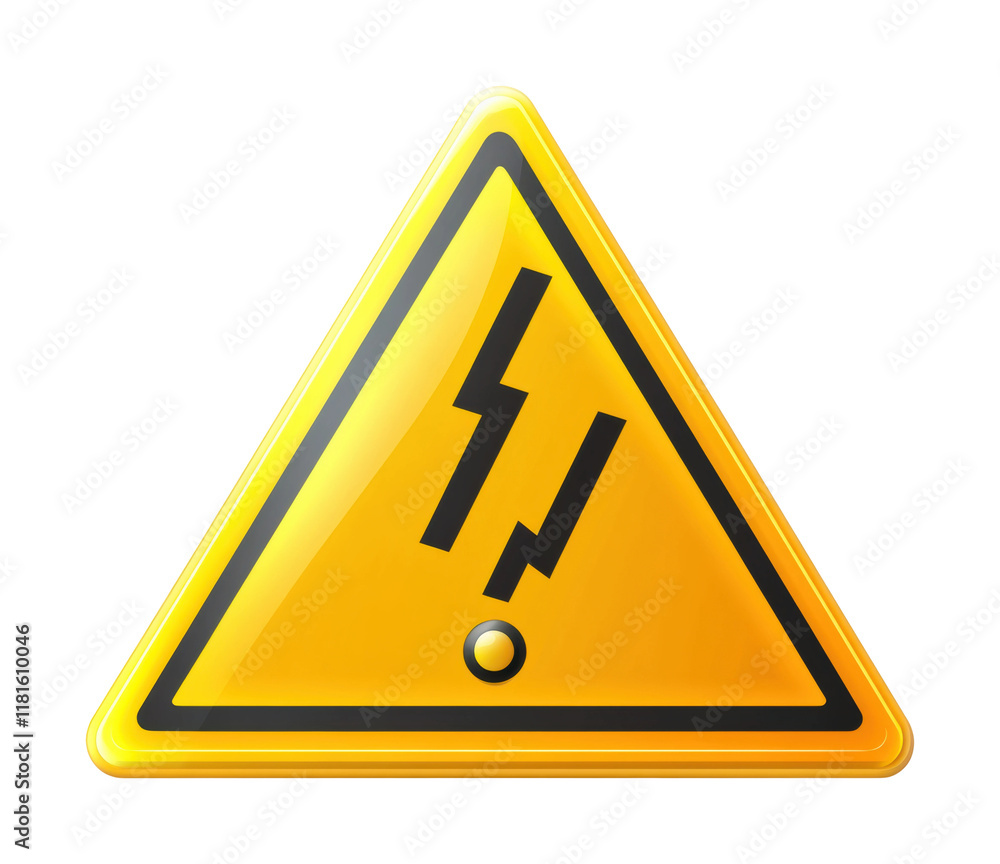 High voltage caution symbol warning sign in triangular shape for ...