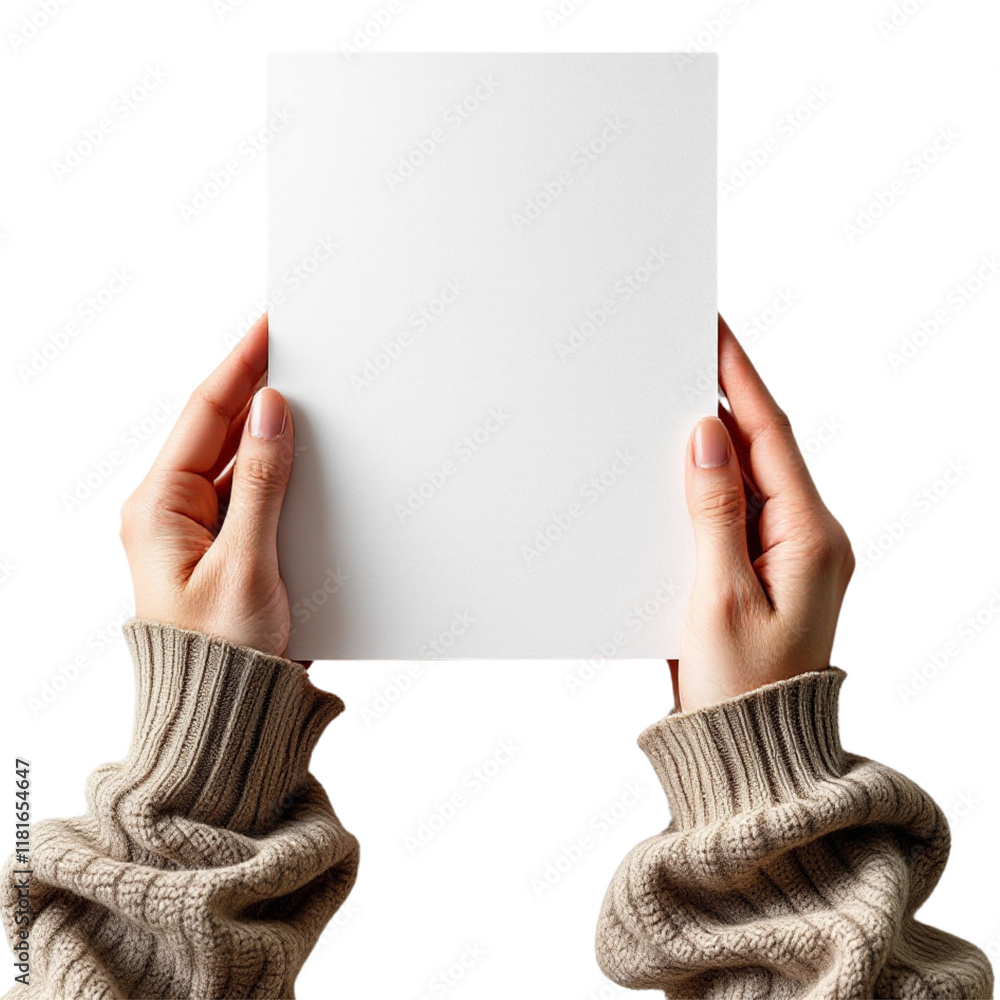 Hand holding greeting holiday card mock up, blank empty postcard.on ...