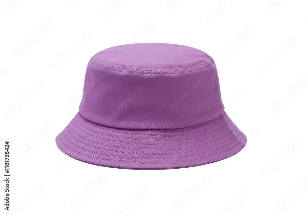 Simple purple bucket hat isolated on white background, front angled ...