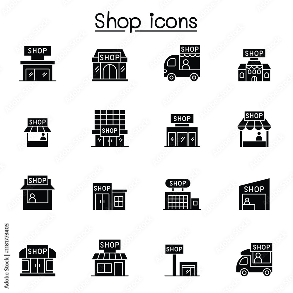 Set of shop line icons. contains such Icons as, supermarket, shopping ...