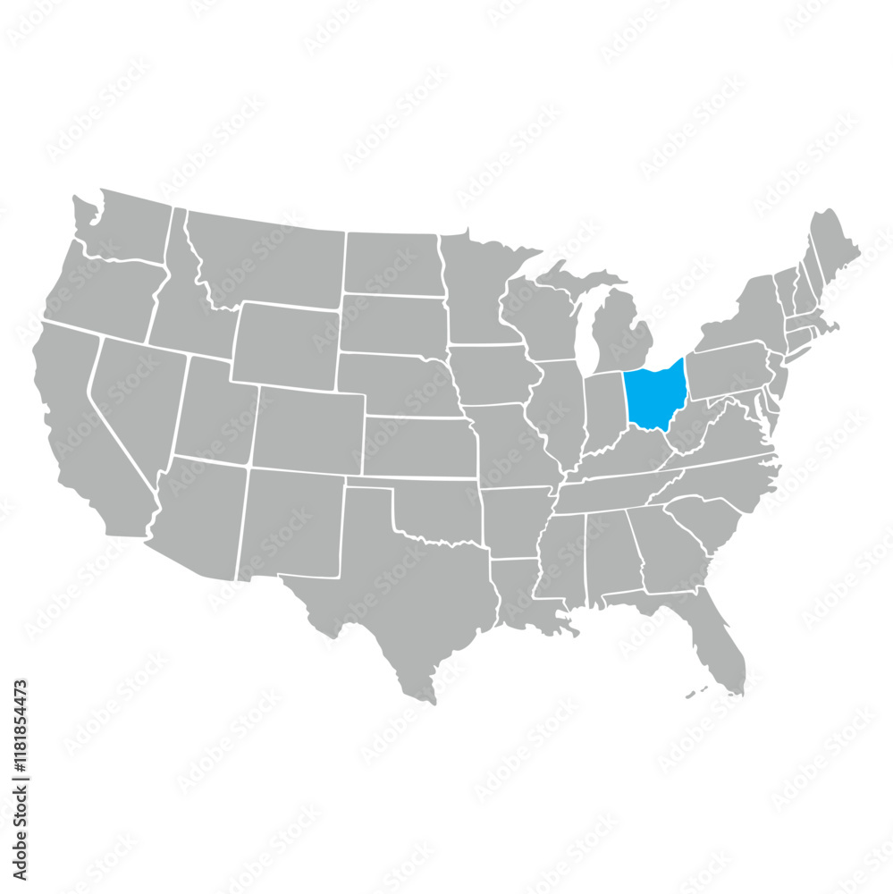 United states of America country - high detailed illustration map ...