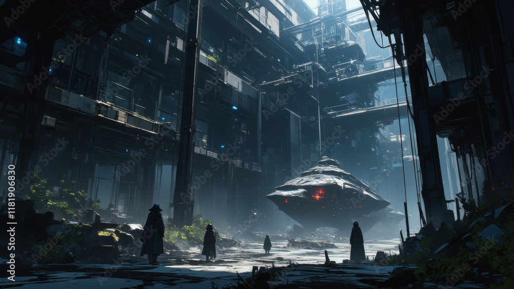 Anime sci-fi environment, a futuristic military base with advanced ...
