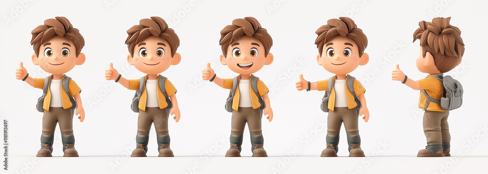Illustration Stock Create a 3D character sprite sheet of a full body ...