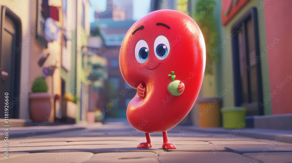 Groovy human kidney character. Isolated cartoon vector anatomical ...