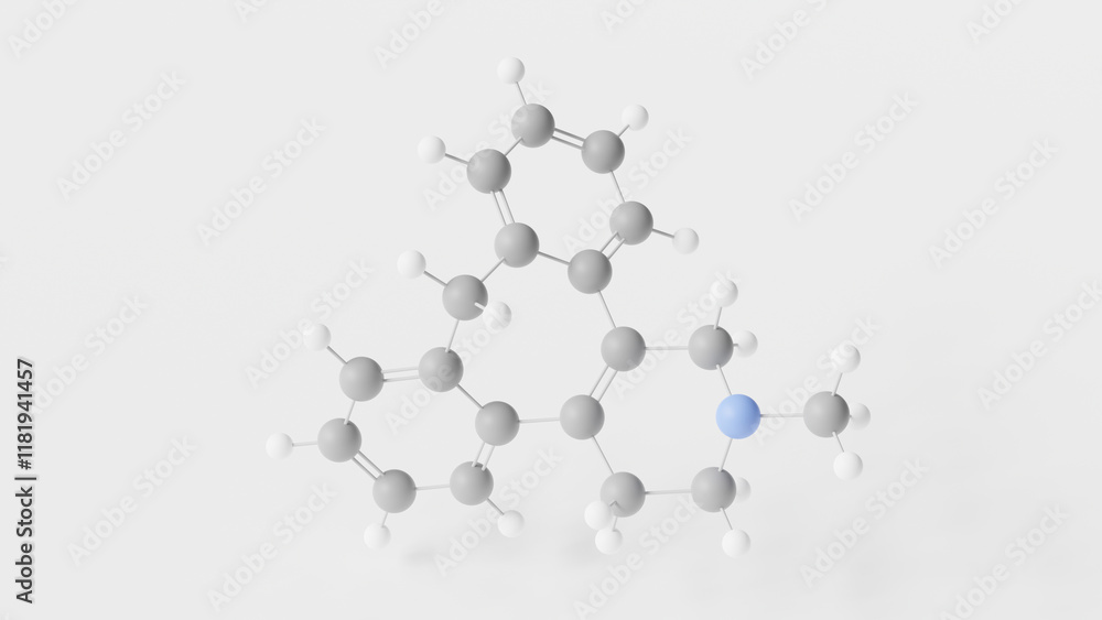 setiptiline molecule 3d, molecular structure, ball and stick model, structural chemical formula ...