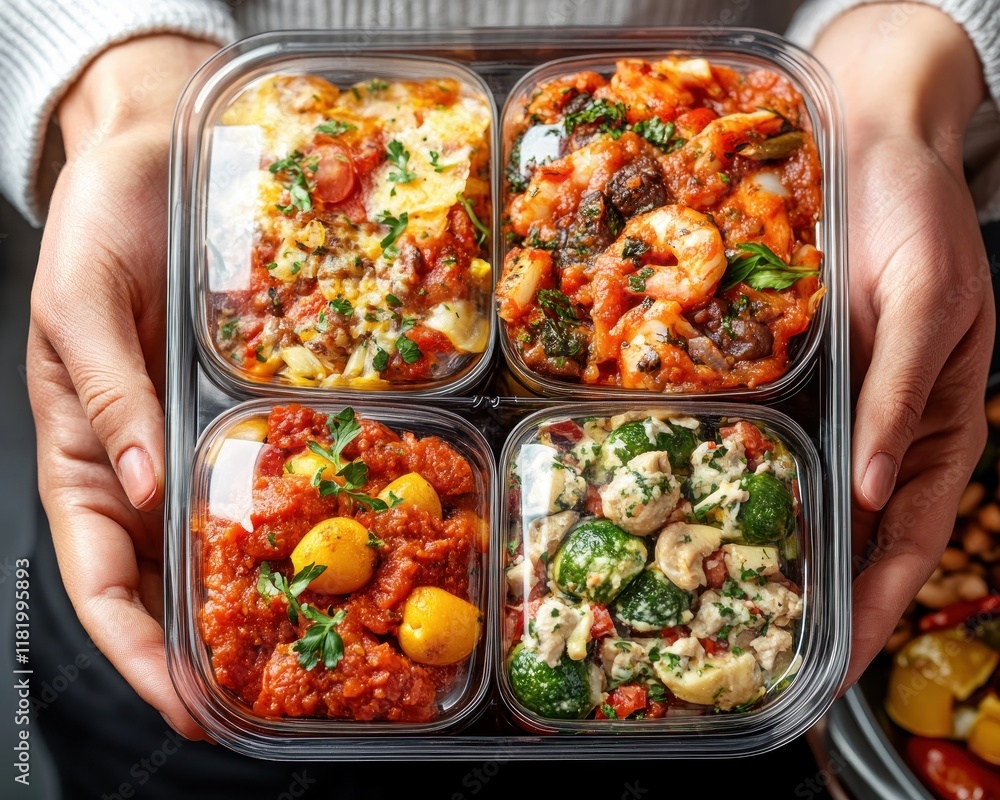 Foto de Stock Efficient food storage solutions showcased with labeled ...