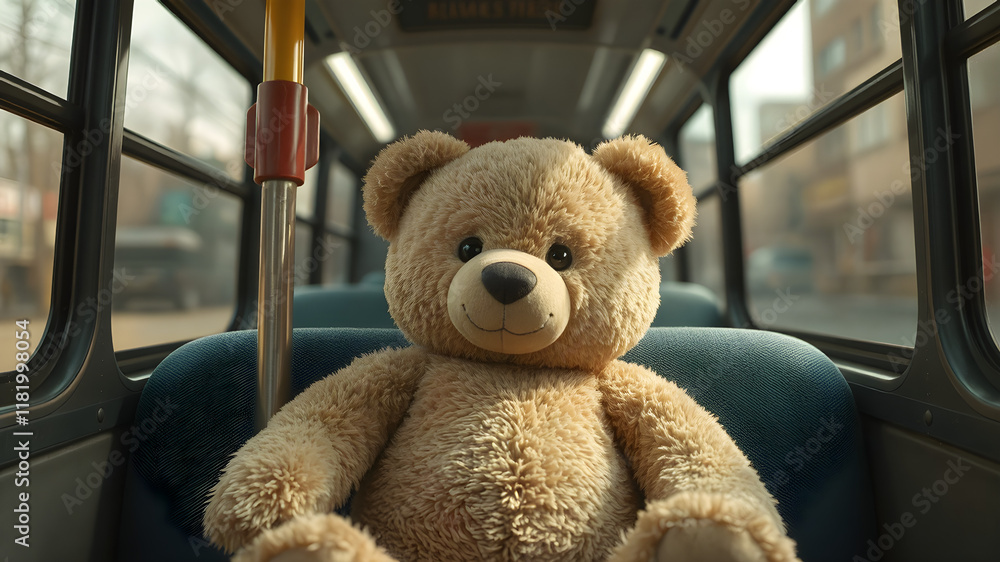 Cute teddy bear in the bus, unreal engine render, 8k, cinematic Stock ...
