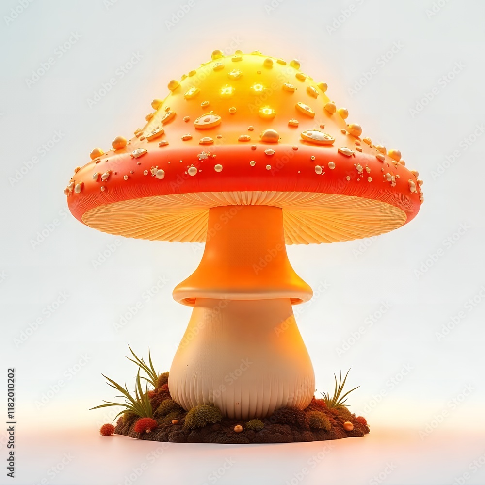 Glowing Fantasy Mushroom Magical Toadstool Fairy Tale Fungi 3D Render ...
