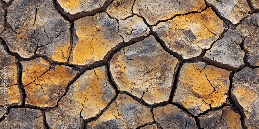 Cracked dry ground showcases a striking drought texture background ...