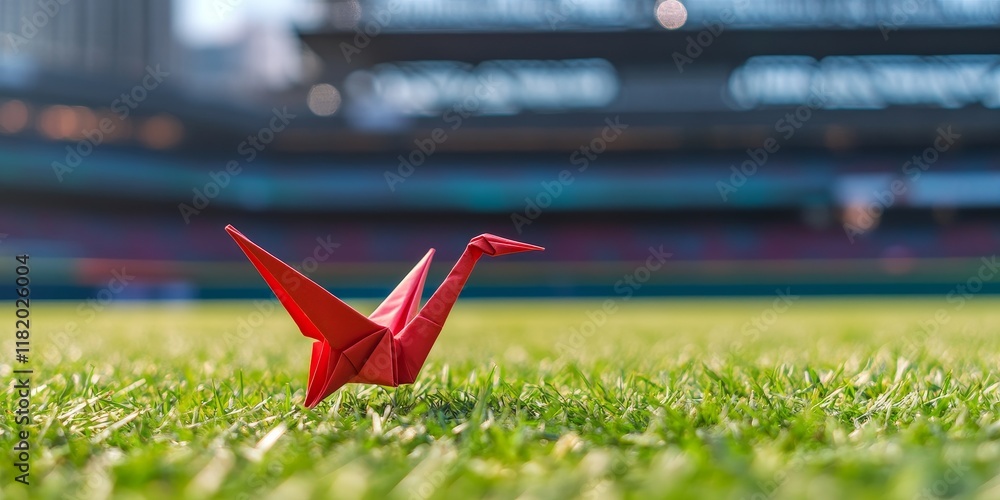 Foto de Stock Origami crane symbolizing the wish for victory in a ...