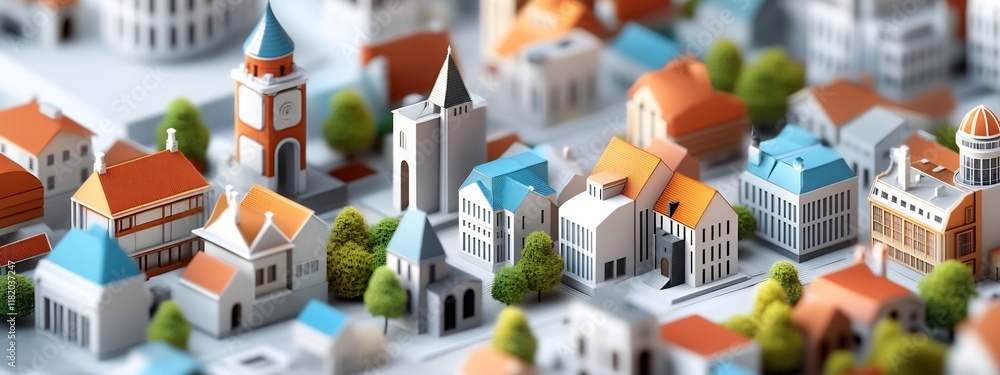Vibrant 3D rendered of an architectural cityscape depicting the diverse ...