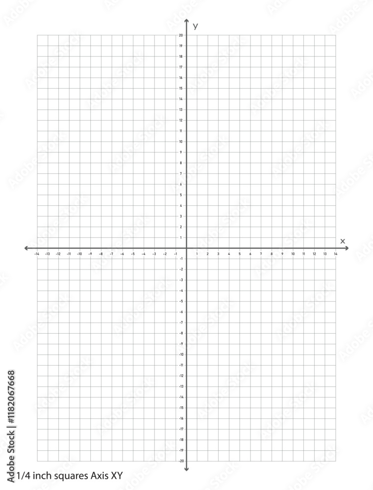 Graph Paper XY Axis quarter inch squares printable template A4 notebook ...