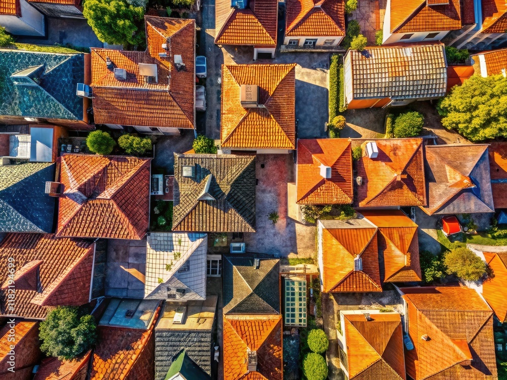 Stunning aerial drone photography reveals intricate roof tile patterns ...