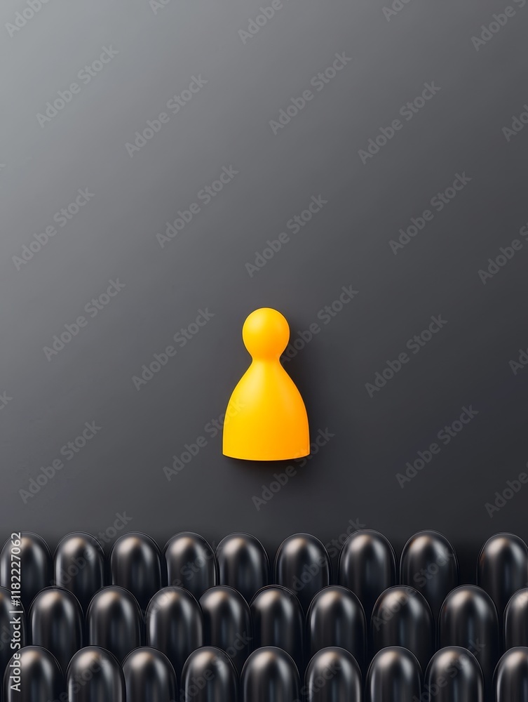 Yellow Figure Stands Out in Dark Crowd - A single yellow figure stands ...