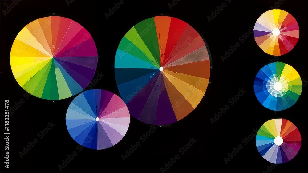 Color wheel vector set. Color wheel guide. RGB and CMYK colors chart ...