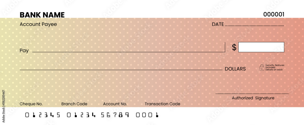 Bank check template, blank cheque design, customizable check vector ...