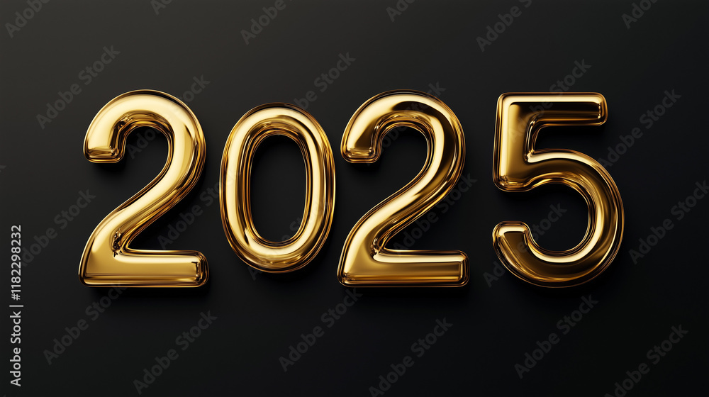 Shiny golden numbers 2025 aligned with a futuristic sans-serif font for ...