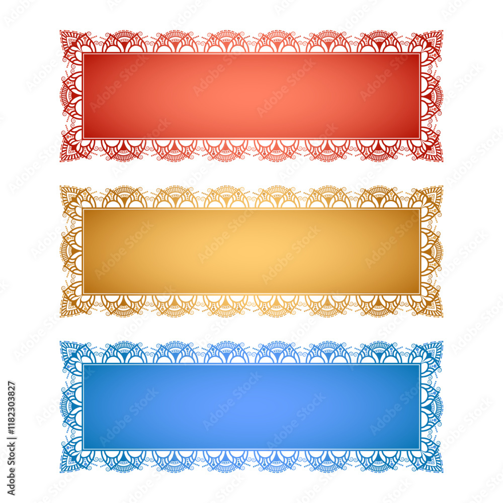 Luxury golden arabic islamic text box title frame border set with ...