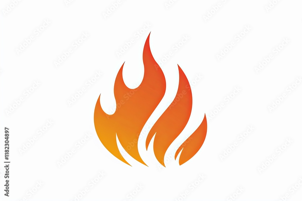 Gradient flame icon with orange and red hues isolated on white ...