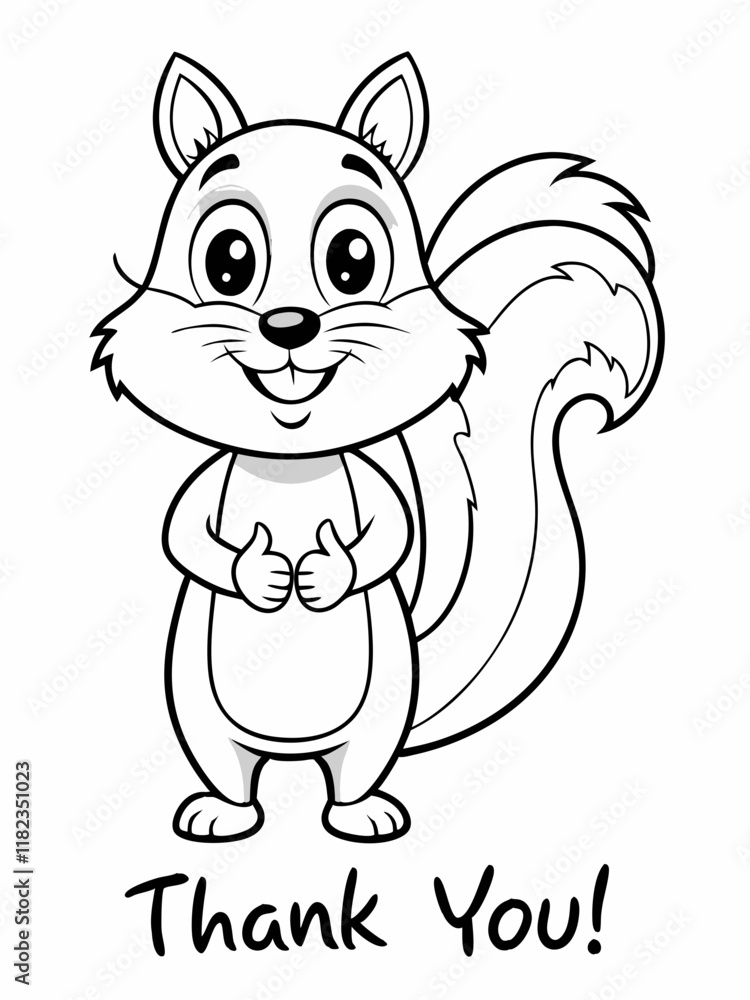 Thank You Coloring Sheet, cartoon squirrel. - Cute Cartoon Squirrel ...