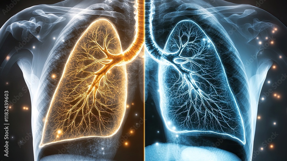 Stock-Illustration „Comparative X-Ray Views Showcasing Healthy and ...