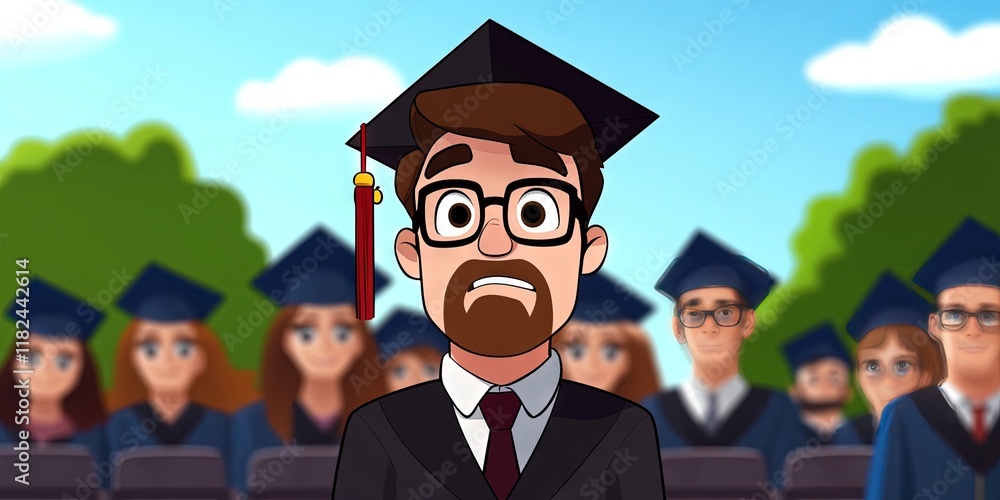 2D cartoon animation graduation ceremony Stock Illustration | Adobe Stock