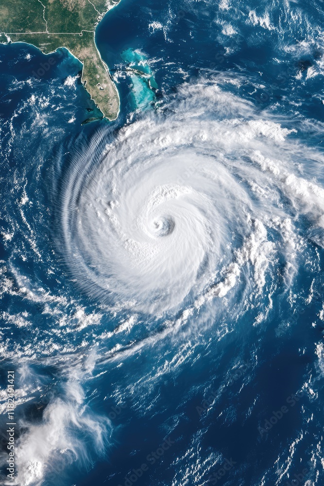 Typhoon or cyclone over the ocean near Florida. Tropical storm or ...