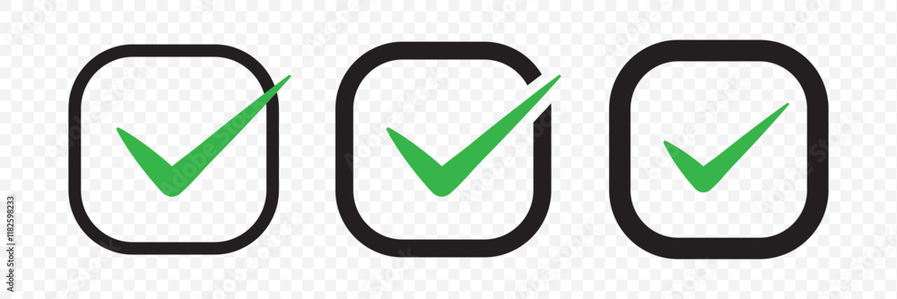 tick mark with checkbox icon. green checkmark sign for app, ui, website ...