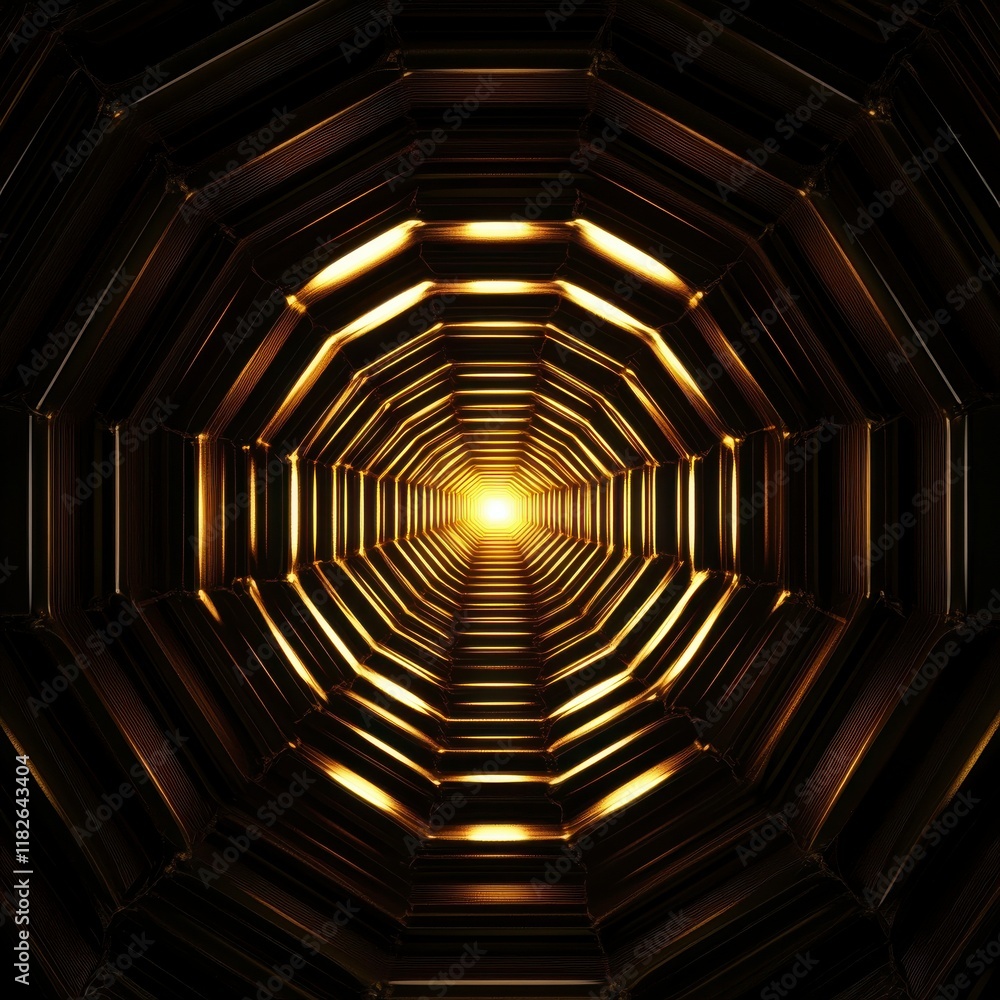 Golden Hexagonal Tunnel: An Immersive Journey into the Future Stock ...