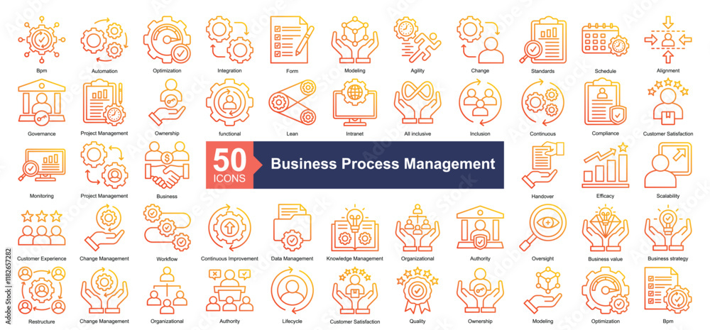 Business Process Management Icon Collection Set.Containing Bpm ...