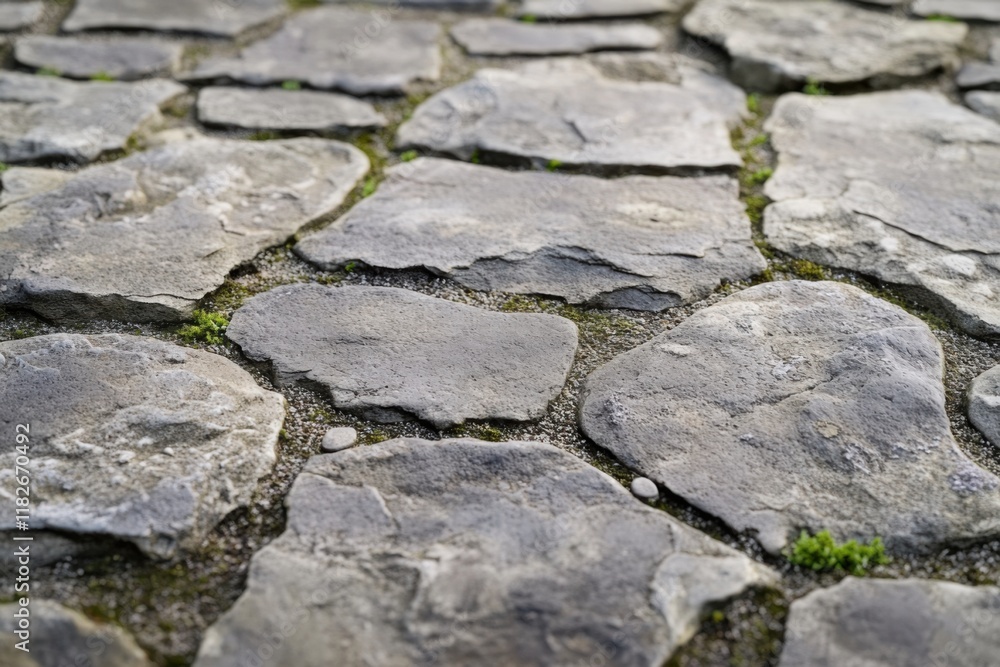 Textured stone pathway with moss in a natural outdoor setting during ...